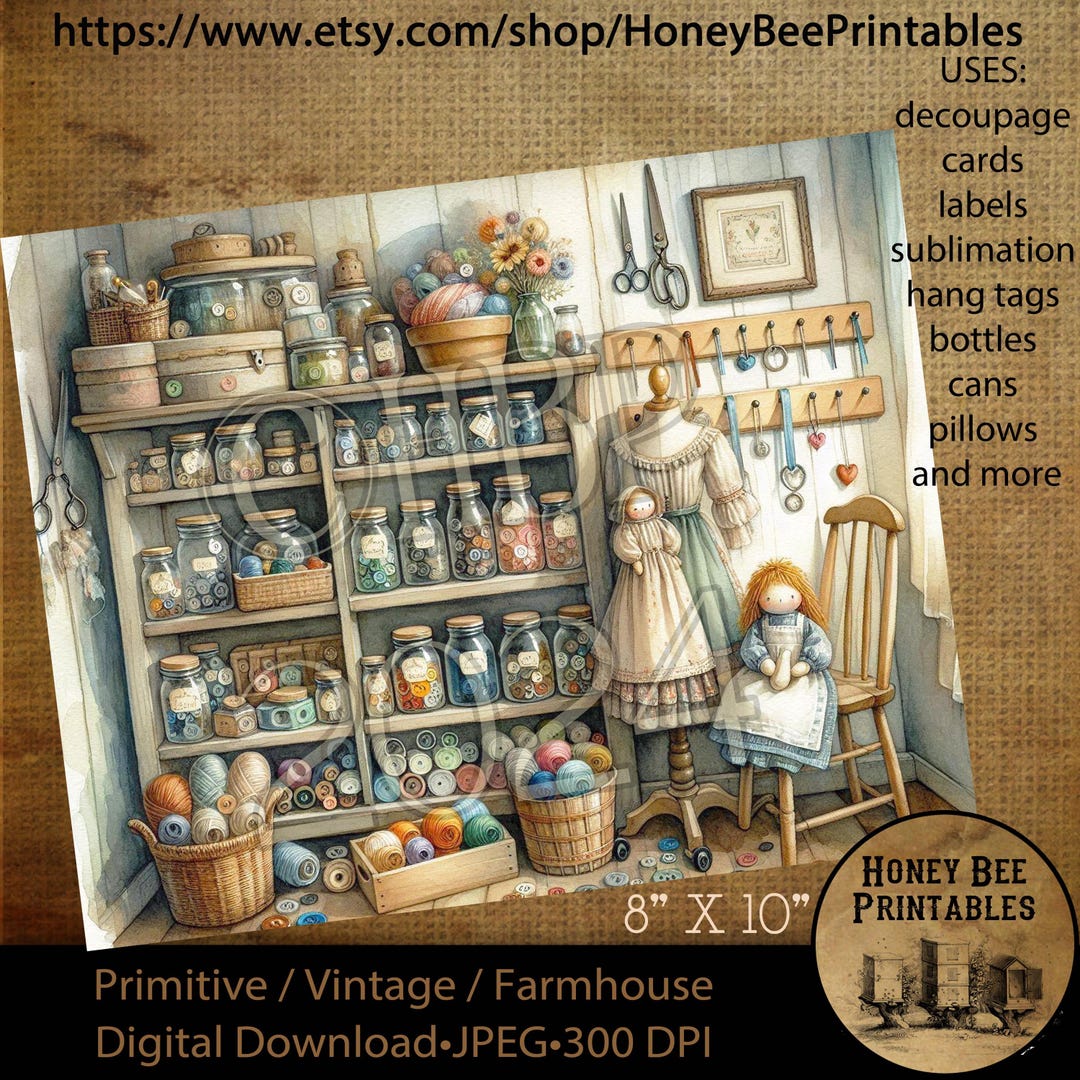 Digital Download, Printable, Decoupage, Vintage, Primitive, Craft Room ...