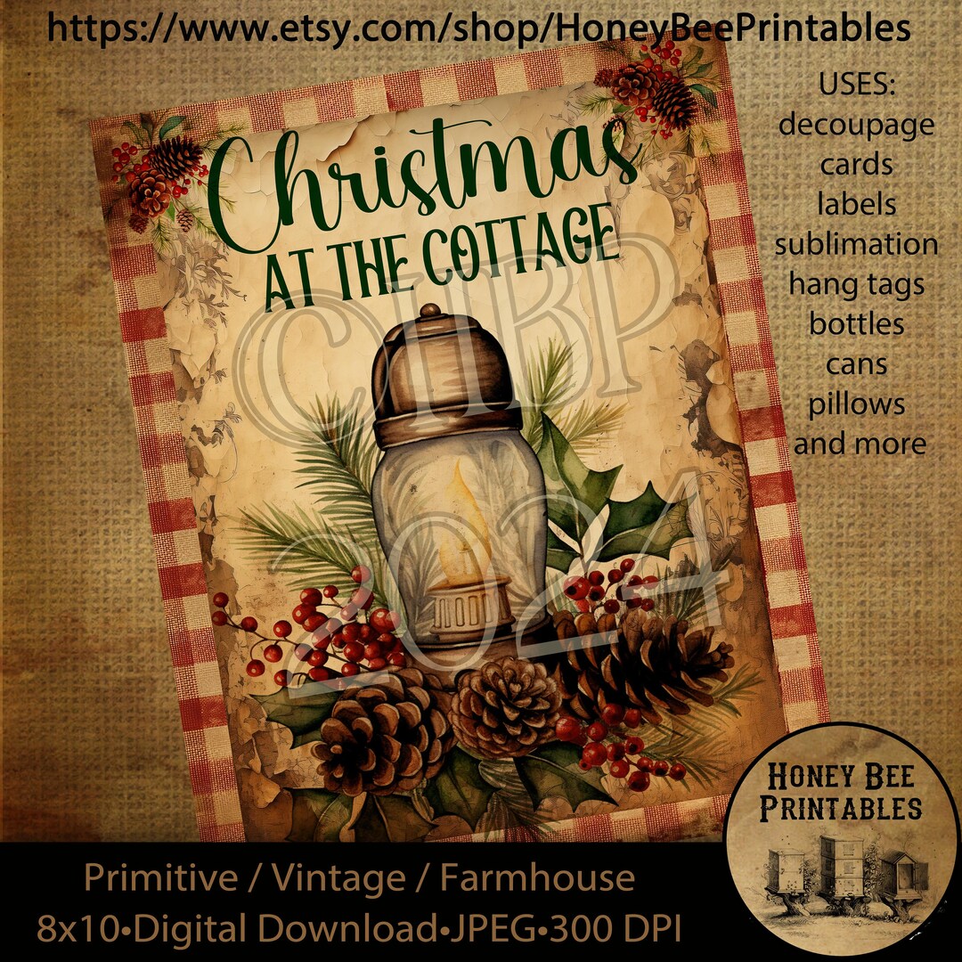 Vintage Primitive Instant Download Printable Decoupage, Christmas ...