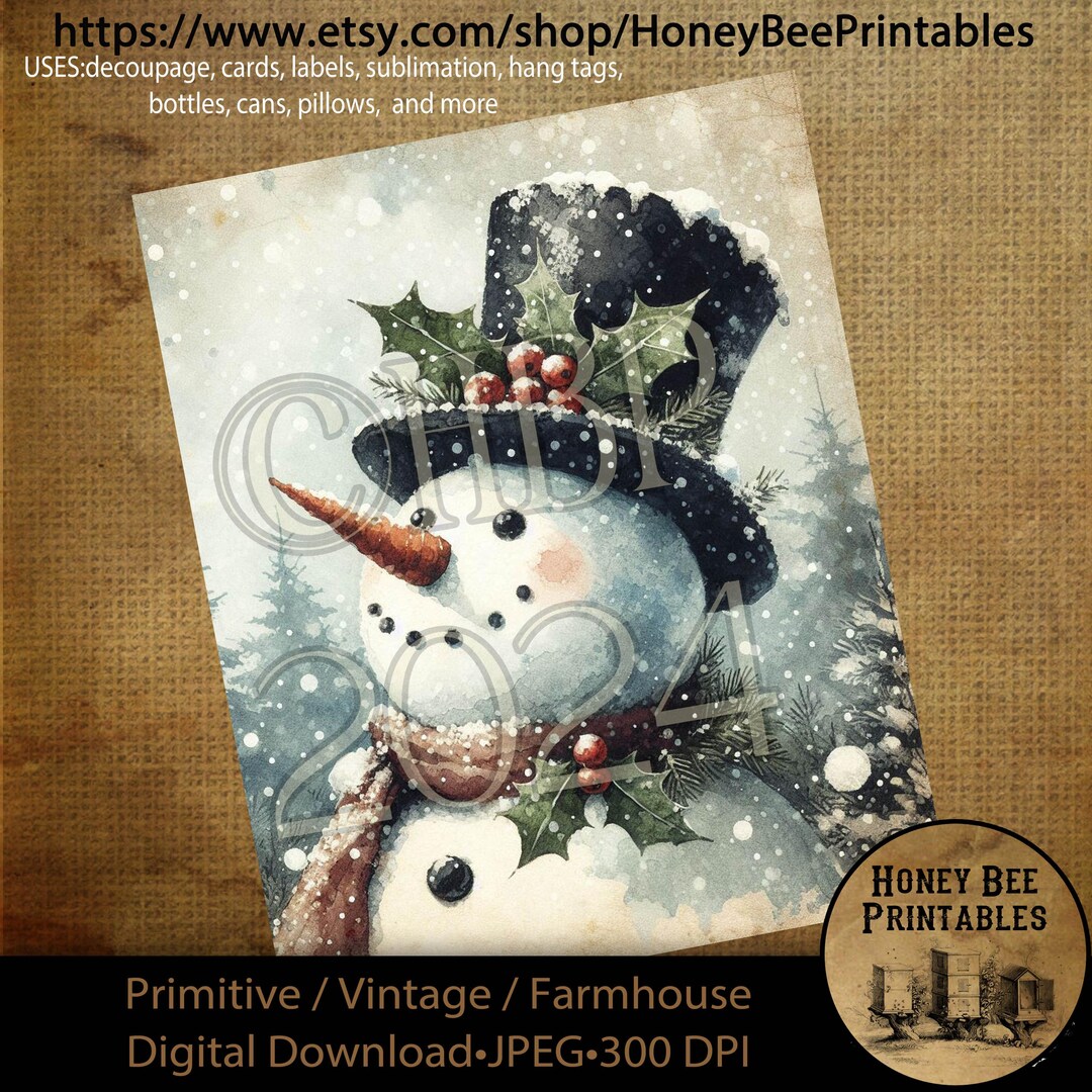 Digital Download, Printable, Decoupage, Primitive, Farmhouse, Craft ...