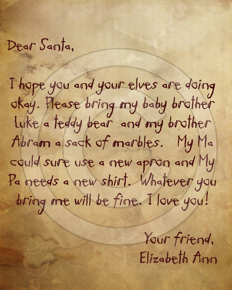 Primitive Christmas Printable Old Fashioned Letter to Santa | Etsy