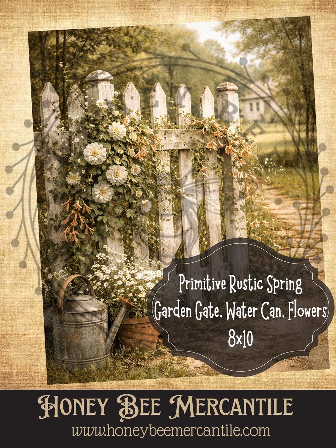 8x10 Rustic Spring Garden Gate and Flowers Print, Digital Download ...