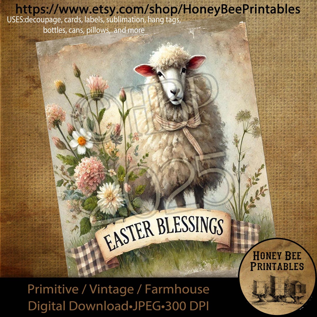 Digital Download, Printable, Decoupage, Primitive, Craft Supplies ...