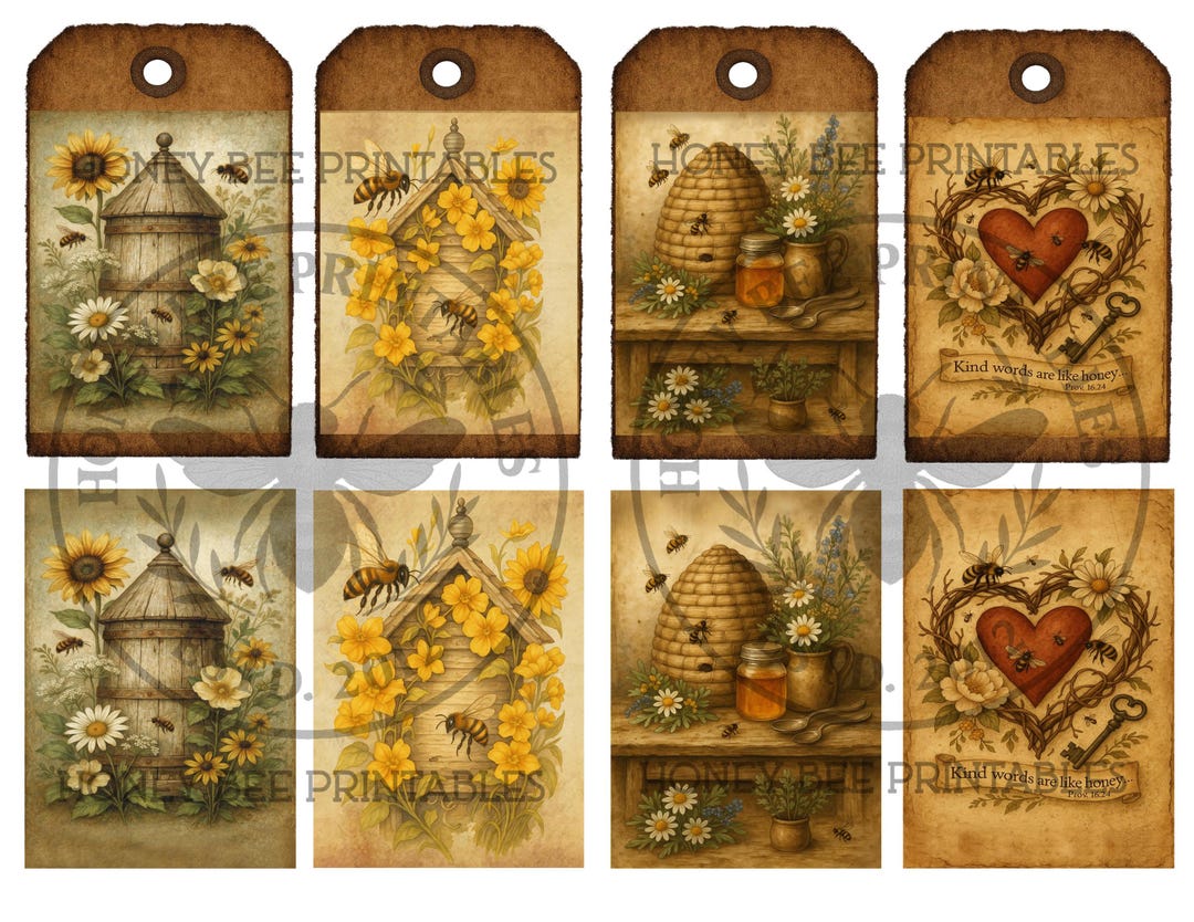 Digital Download, Printable, Decoupage, Primitive, ATC Card, Tags ...