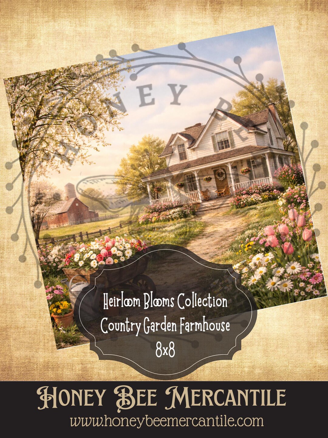 Heirloom Blooms Collection - Country Garden Farmhouse 8x8, Digital ...