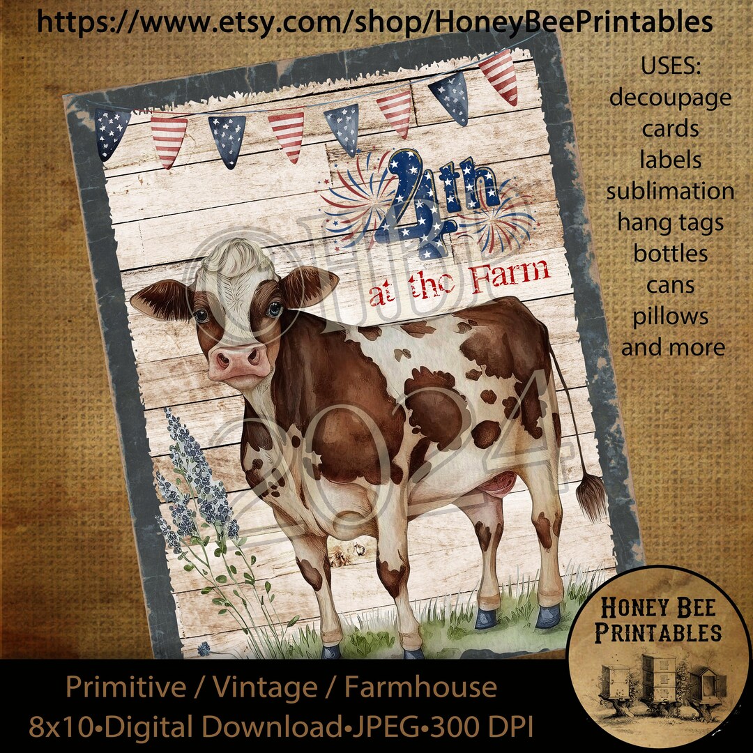 Vintage Primitive Instant Download Printable Decoupage, Patriotic ...