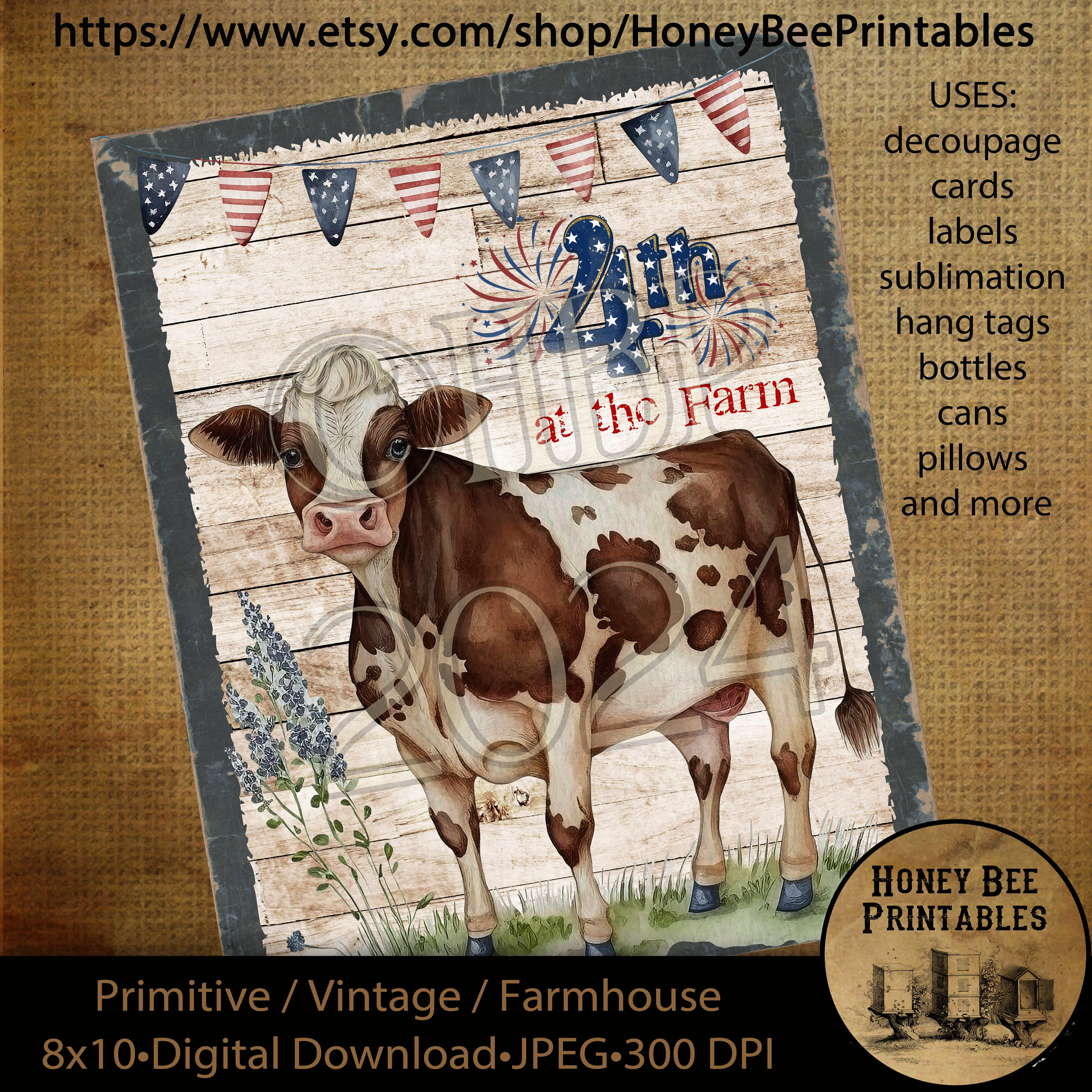 Vintage Primitive Instant Download Printable Decoupage, Patriotic ...