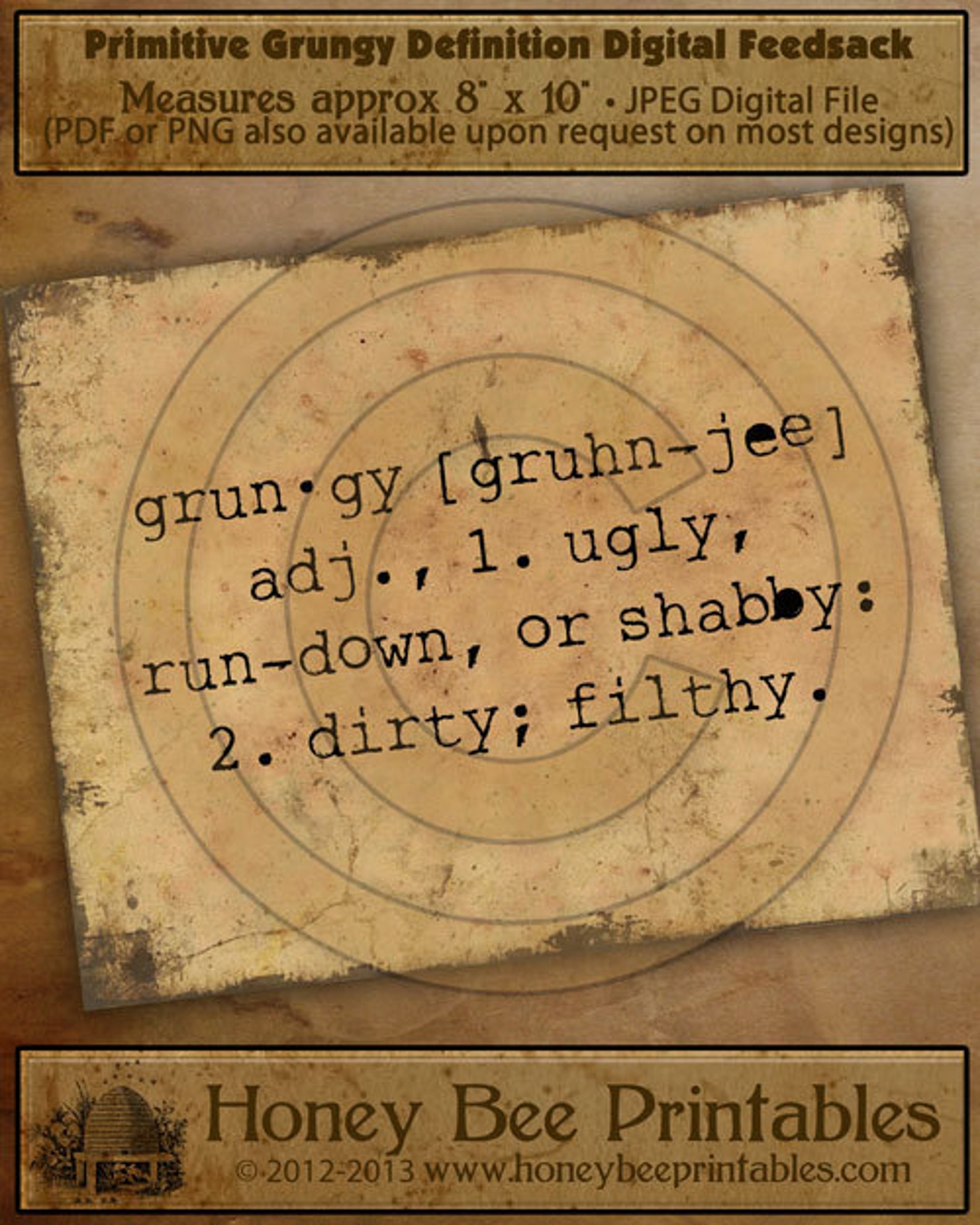 Primitive Grungy Definition Word-printable Digital Feedsack Logo JPEG ...