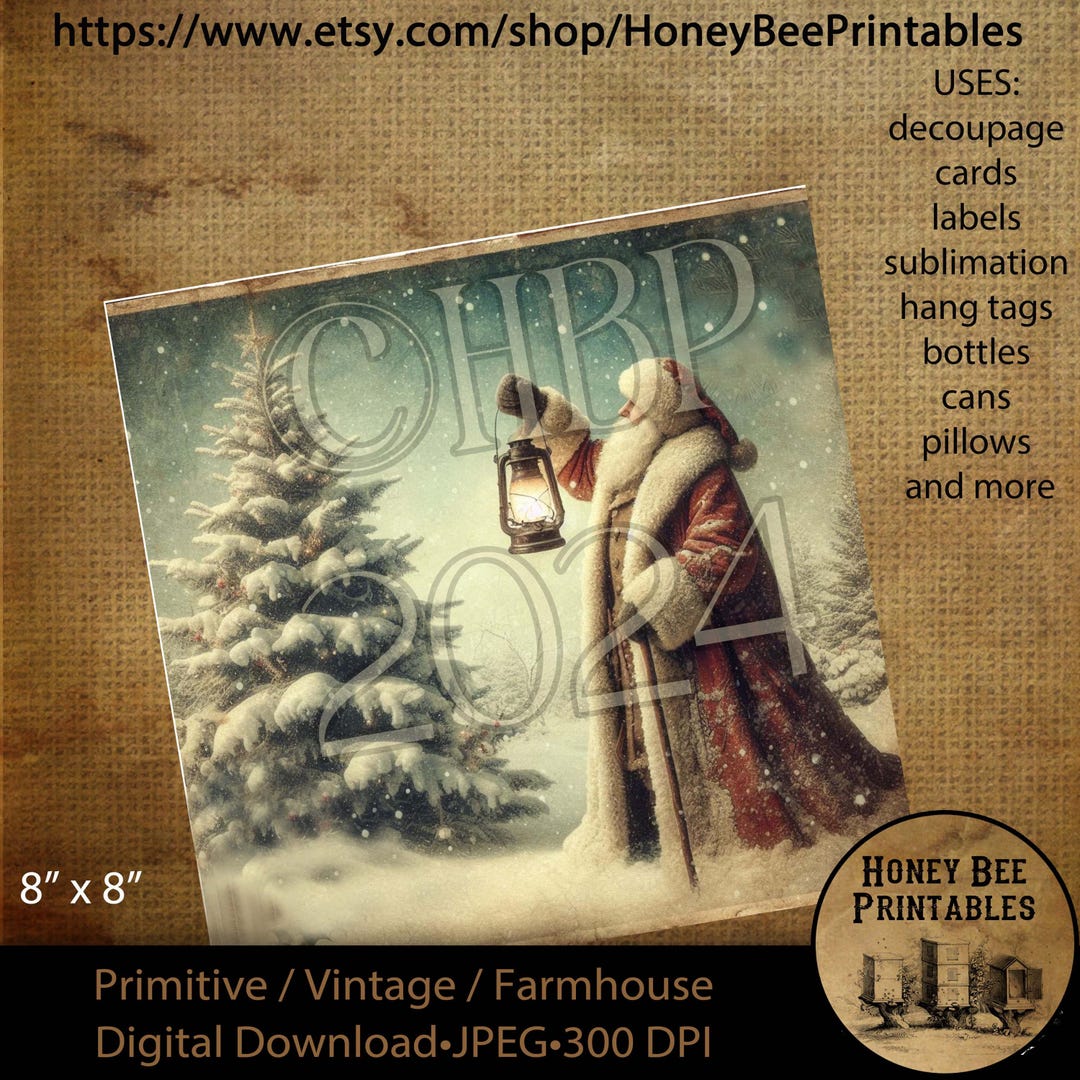 Digital Download, Printable, Decoupage, Vintage, Primitive, 8x8 ...