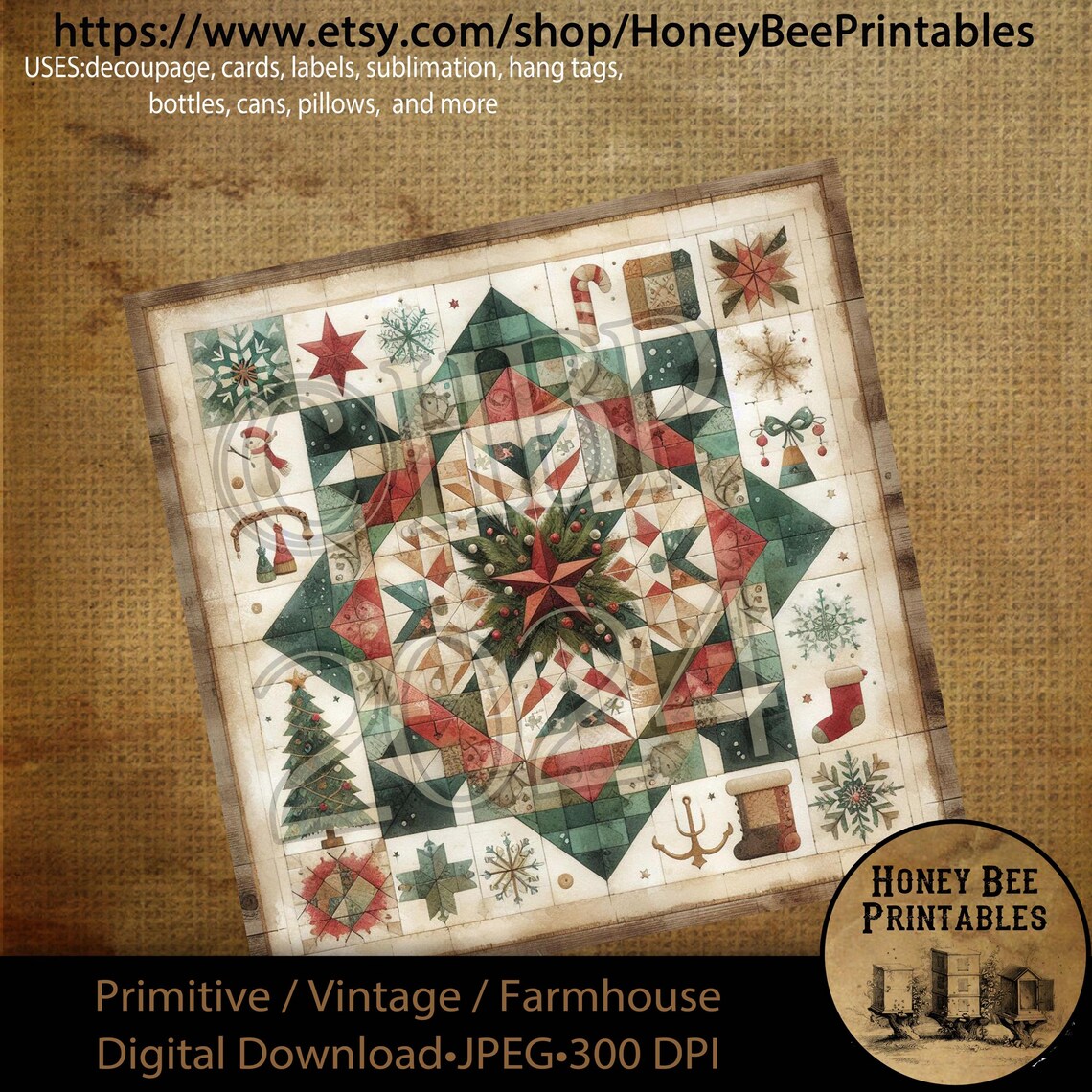 Digital Download, Printable, Decoupage, Primitive, Farmhouse, Vintage ...