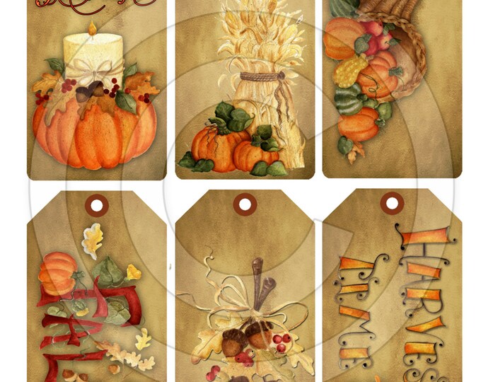 Primitive Harvest Autumn Fall Pumpkin Acorn Hang Tags 13123 Printable ...