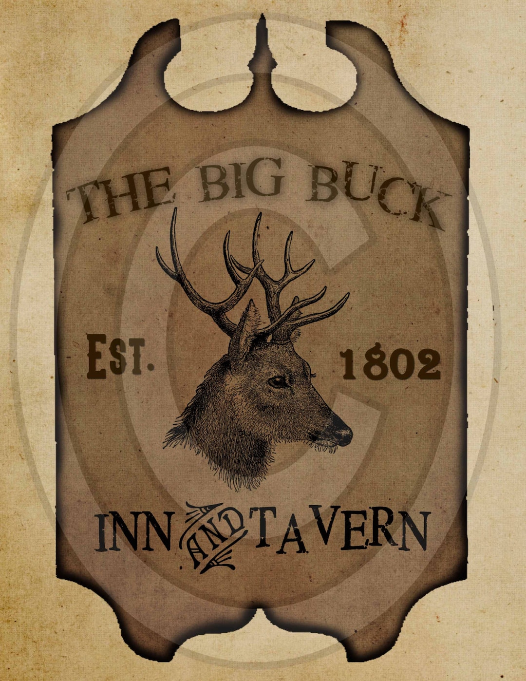 Primitive Big Buck Inn Tavern Pub Sign Feedsack Feed Sack Logo ...