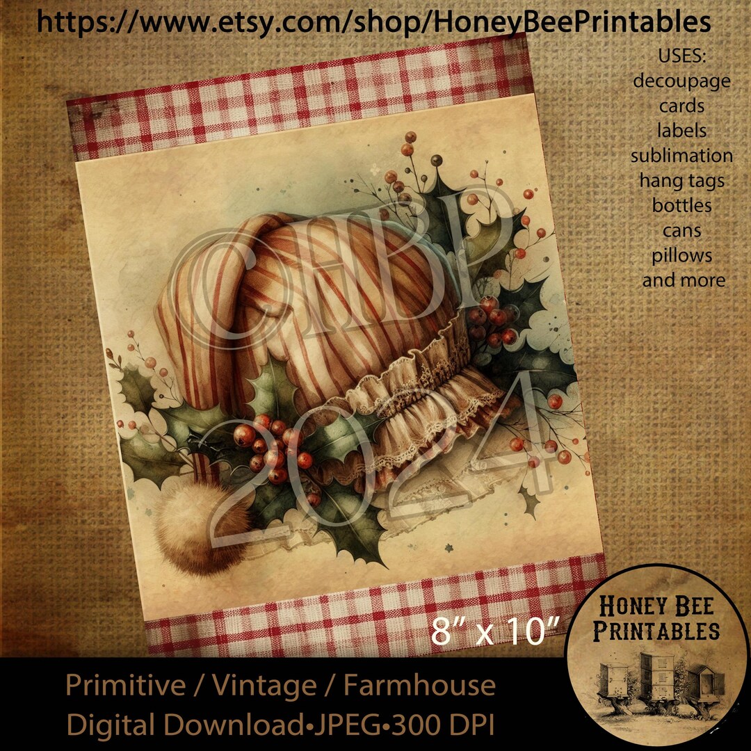 Digital Download, Printable, Decoupage, Vintage, Primitive, Farmhouse ...
