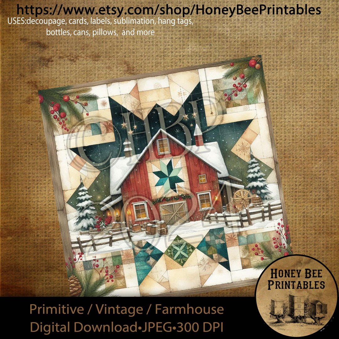 Digital Download, Printable, Decoupage, Primitive, Farmhouse, Vintage ...