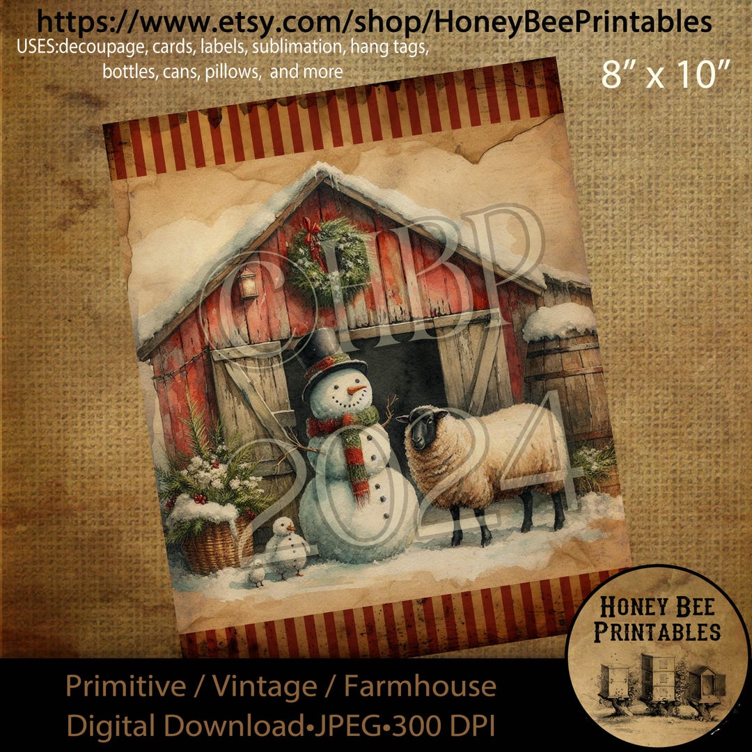 Digital Download, Printable, Decoupage, Primitive, Farmhouse, Craft ...