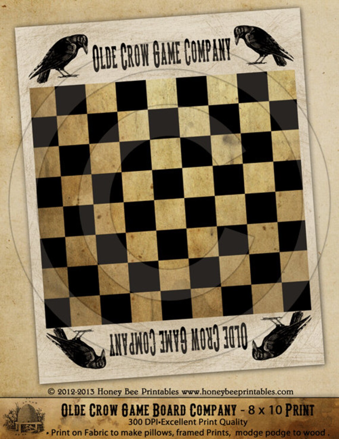 Game Board Primitive Olde Crow-printable Digital Feedsack Logo JPEG ...