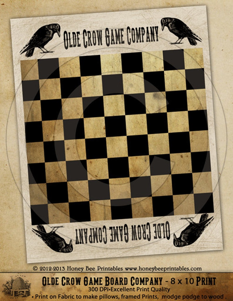 Game Board Primitive Olde Crow-printable Digital Feedsack Logo JPEG ...