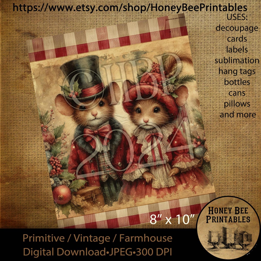 Digital Download, Printable, Decoupage, Vintage, Primitive, Farmhouse ...