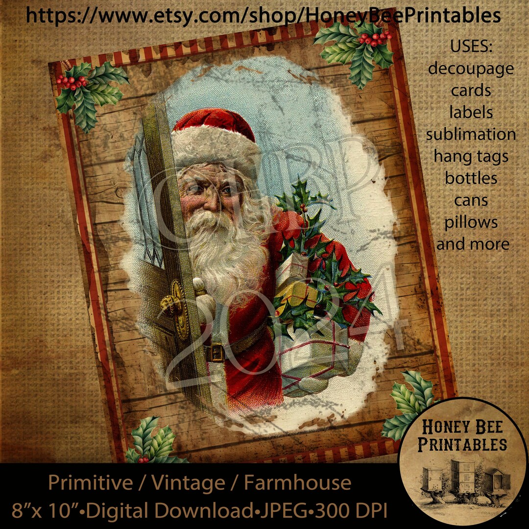 Vintage Instant Download Printable Decoupage, Christmas, Vintage Santa ...