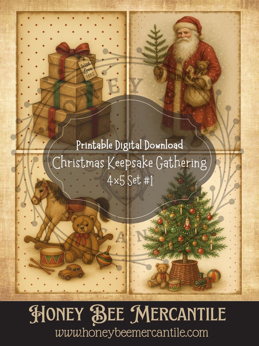 The Christmas Keepsake Collection, Vintage Holiday Art Prints, 4x5 ...