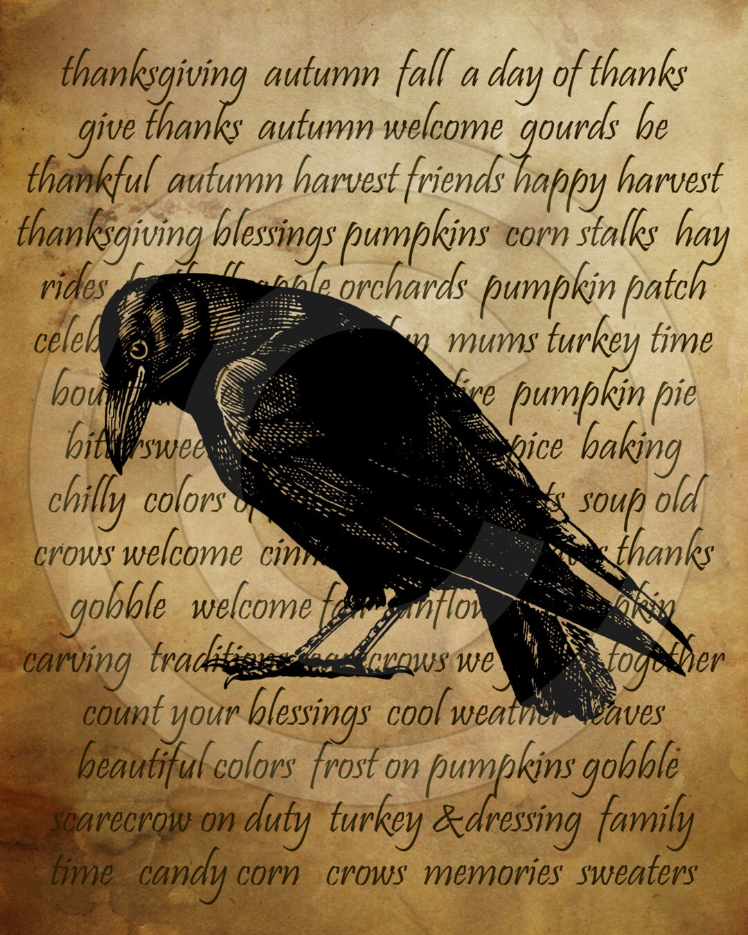 Crow Autumn Halloween Fall Typography-printable Digital Feedsack Logo ...