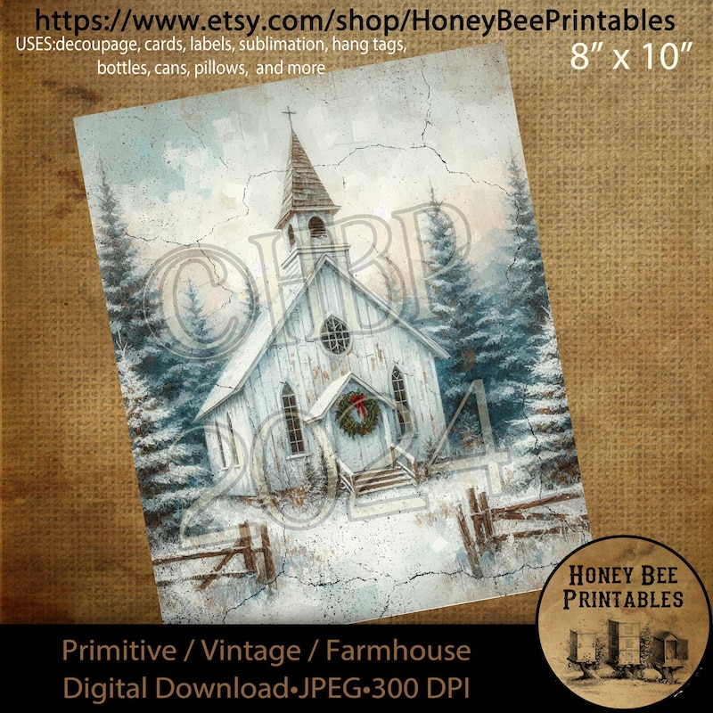 Winter Church Art - Etsy
