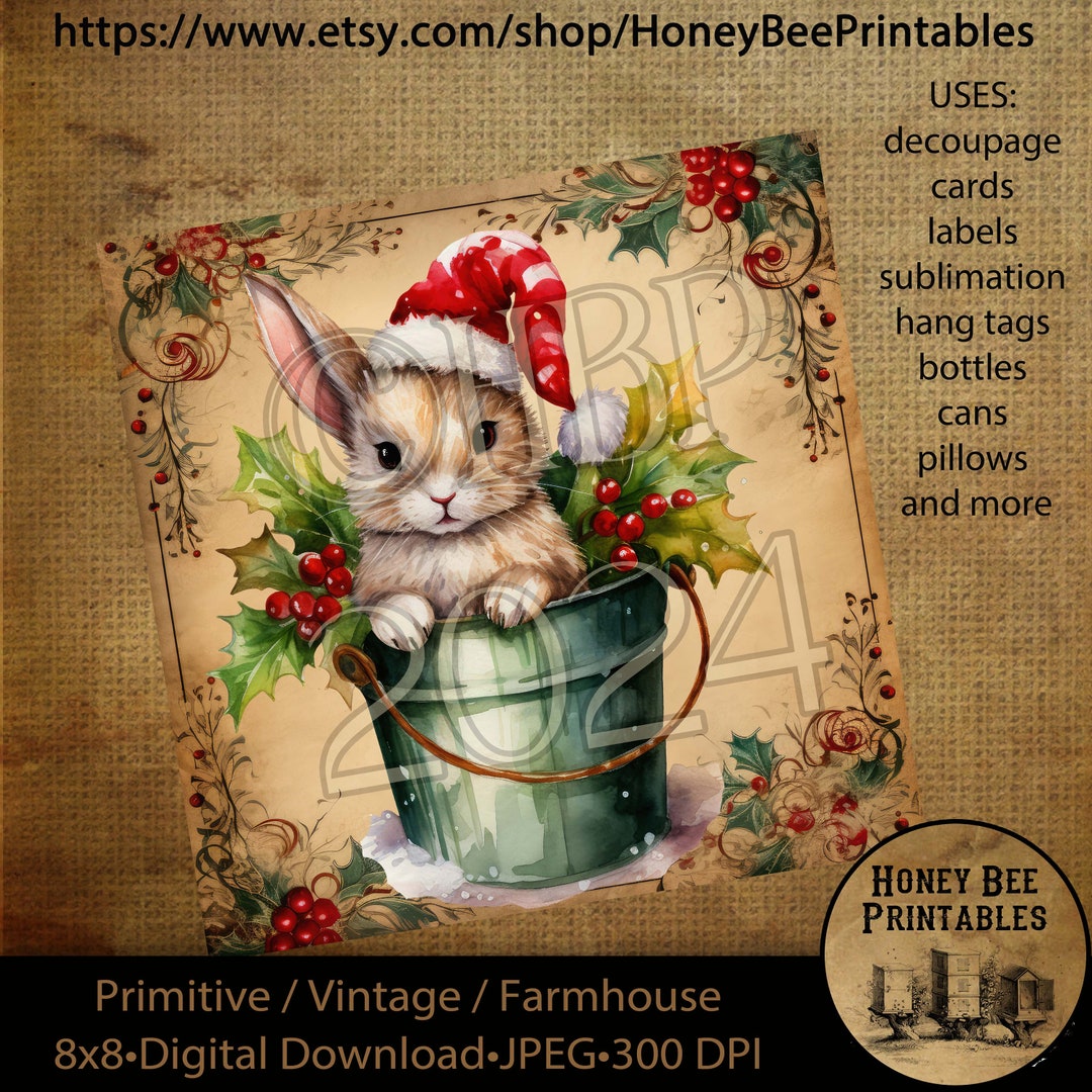 Vintage Primitive Instant Download Printable Decoupage, Christmas ...