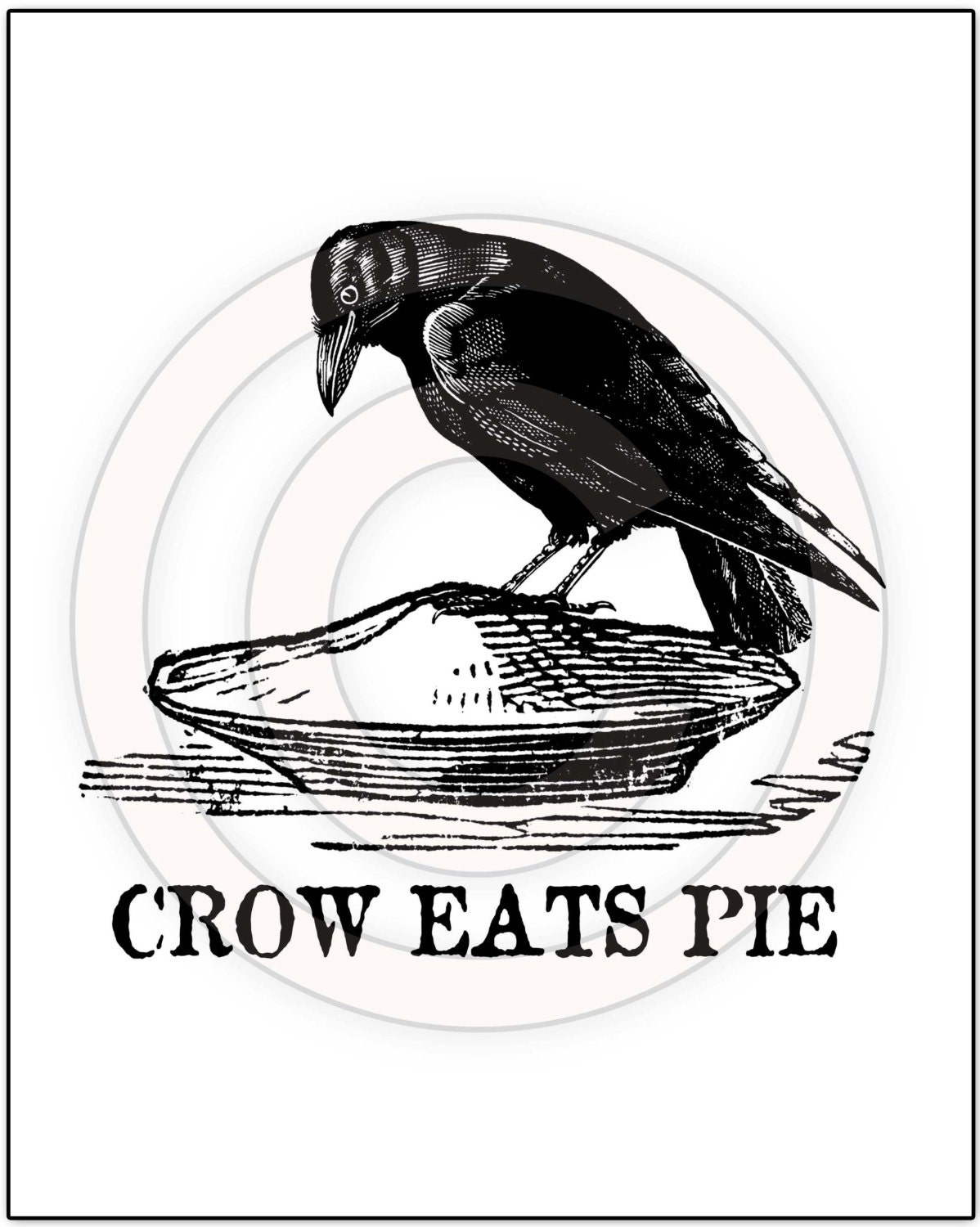 Primitive Crow Eats Pie Black Bird Raven Feedsack Feed Sack Logo ...