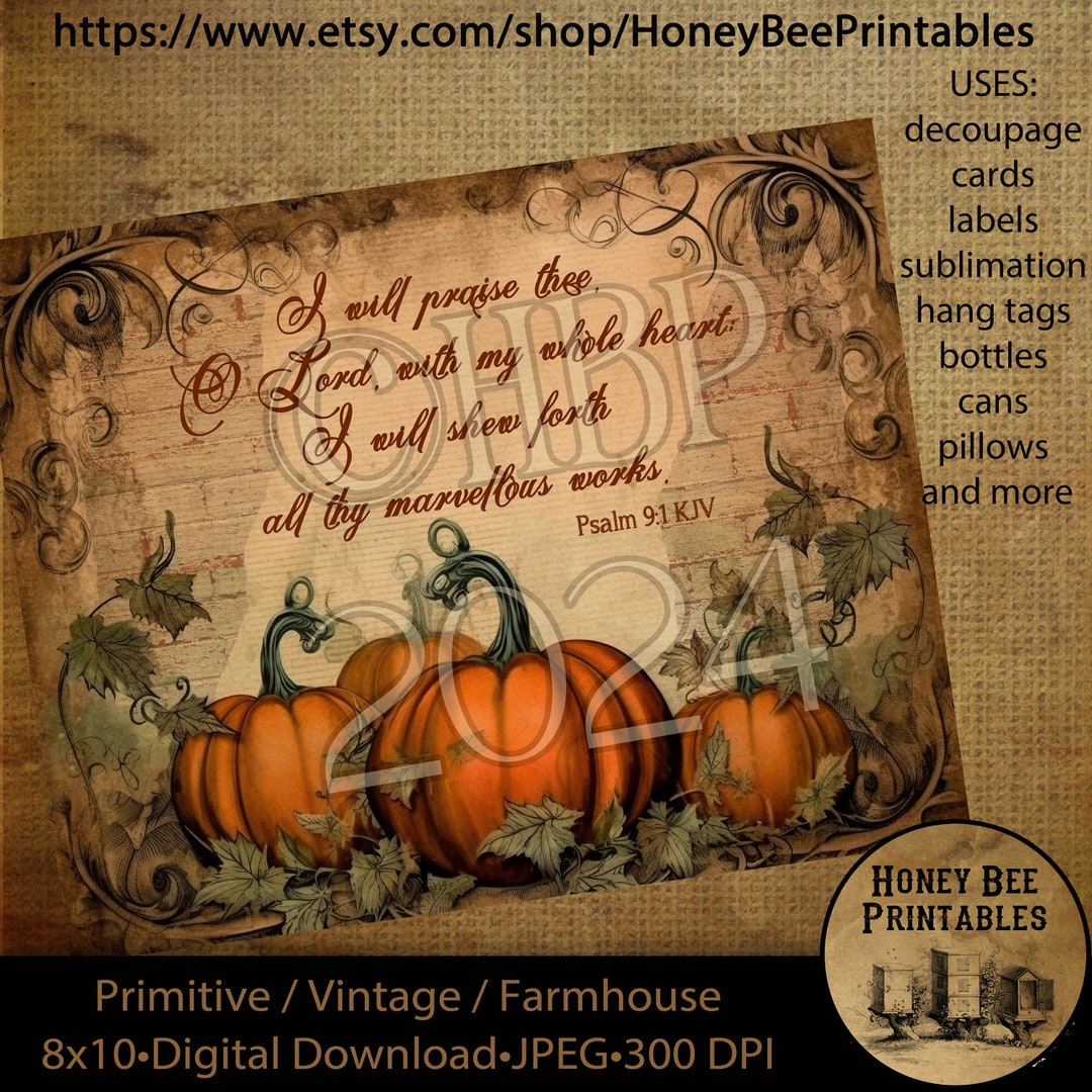 Vintage Primitive Instant Download Printable Decoupage, Fall, Autumn ...