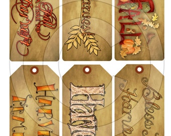 Primitive Harvest Autumn Fall Pumpkin Acorn Hang Tags 13123 Printable ...