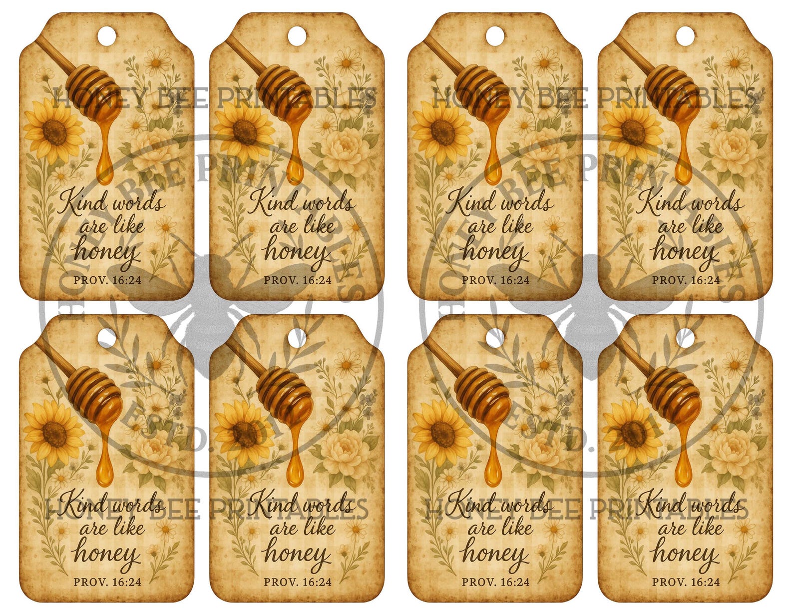 Digital Download, Printable, Decoupage, Primitive, Hang Tags, Honey Bee ...