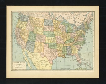 1846 Map of The United States | Etsy