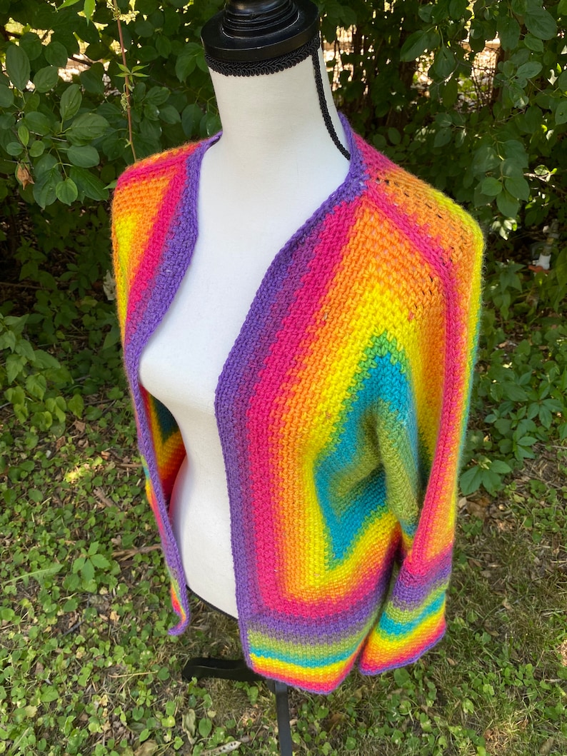 Rainbow Crochet Cardigan - Etsy