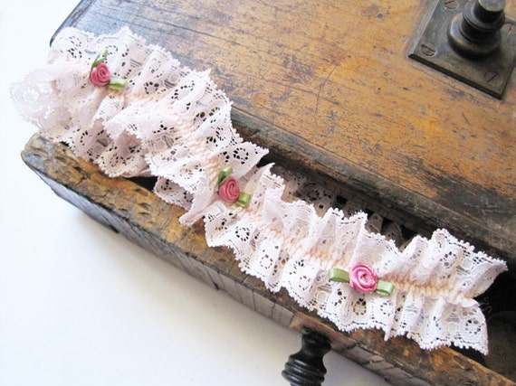 Items similar to Vintage inspired Light Pink Lace Ruffled Garter on Etsy