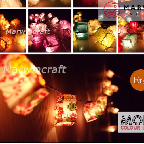 16 Color of String Lights Japanese Paper Lantern Fairy Lights | Etsy