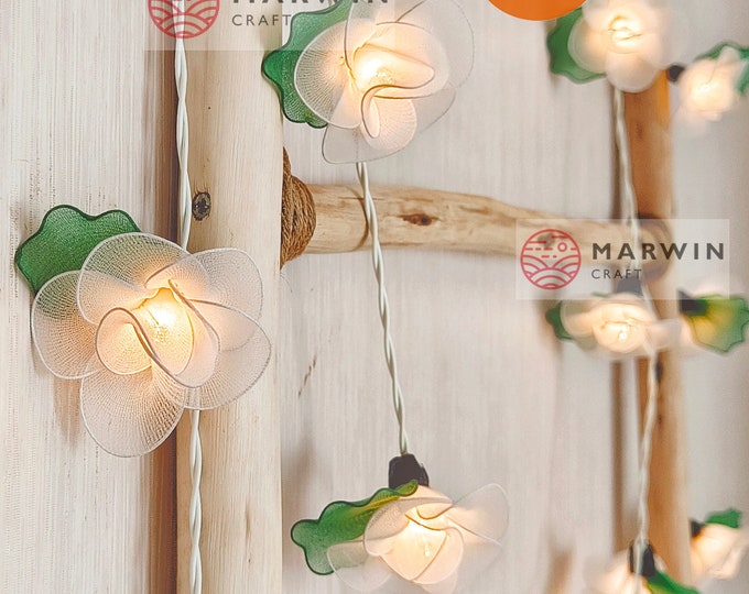 20 White String Lights Rose Flower Fairy Lights Bedroom Home Decor ...