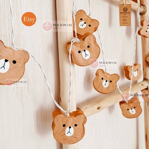 Paper String Lights Teddy Brown Bear Fairy Lights Bedroom Home Decor ...