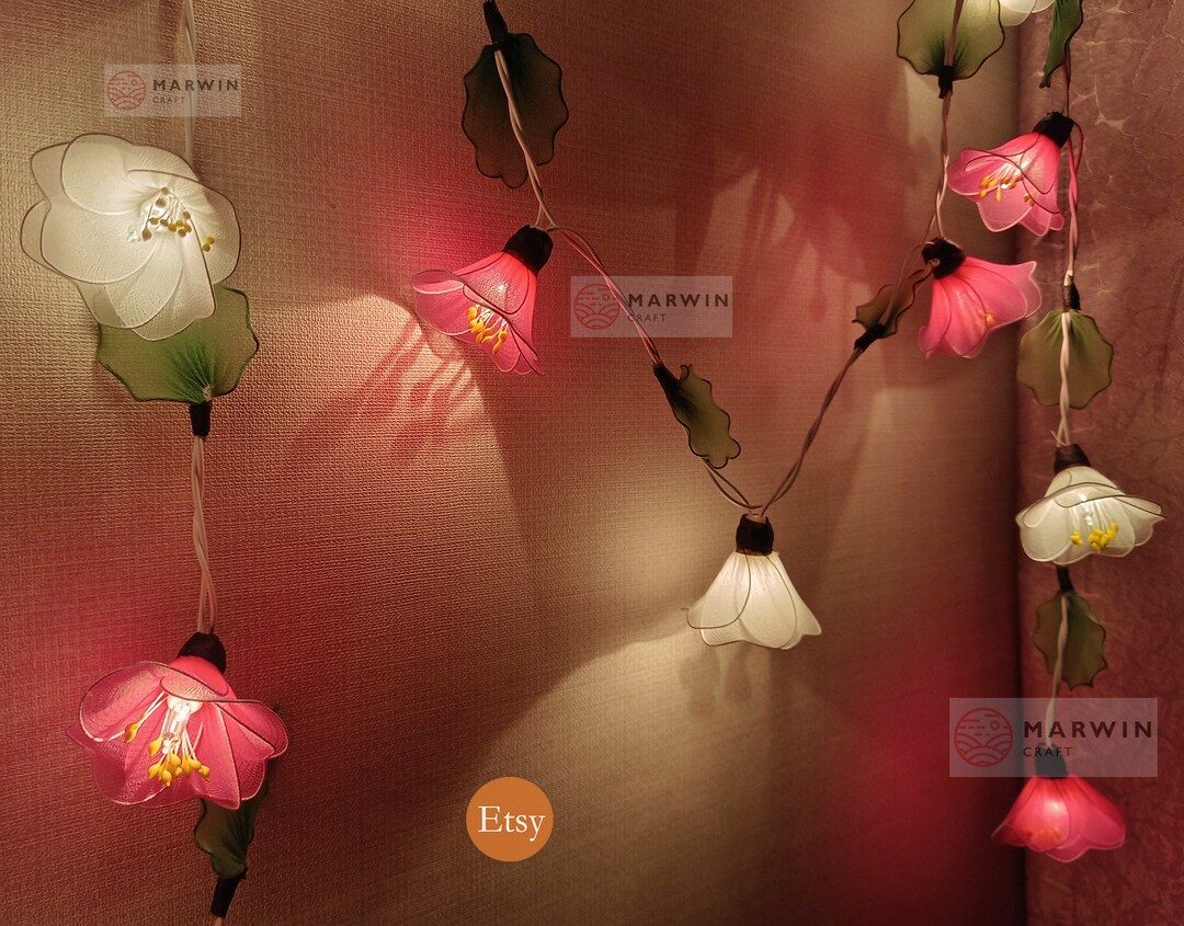 Selected 20 White Pink String Lights Himalaya Flower Fairy - Etsy