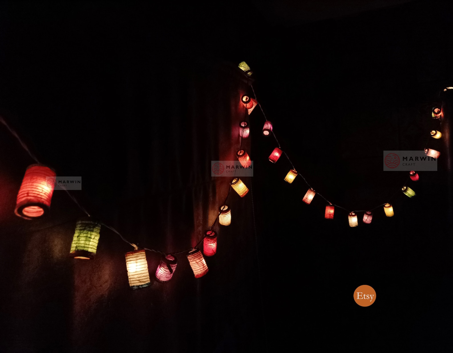 Circle Multi Colorful String Lights Japanese Paper Lantern - Etsy