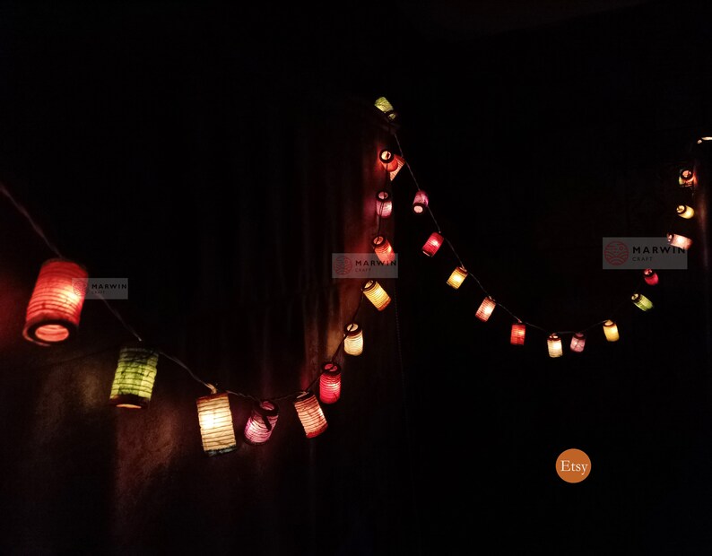 Circle Multi Colorful String Lights Japanese Paper Lantern - Etsy