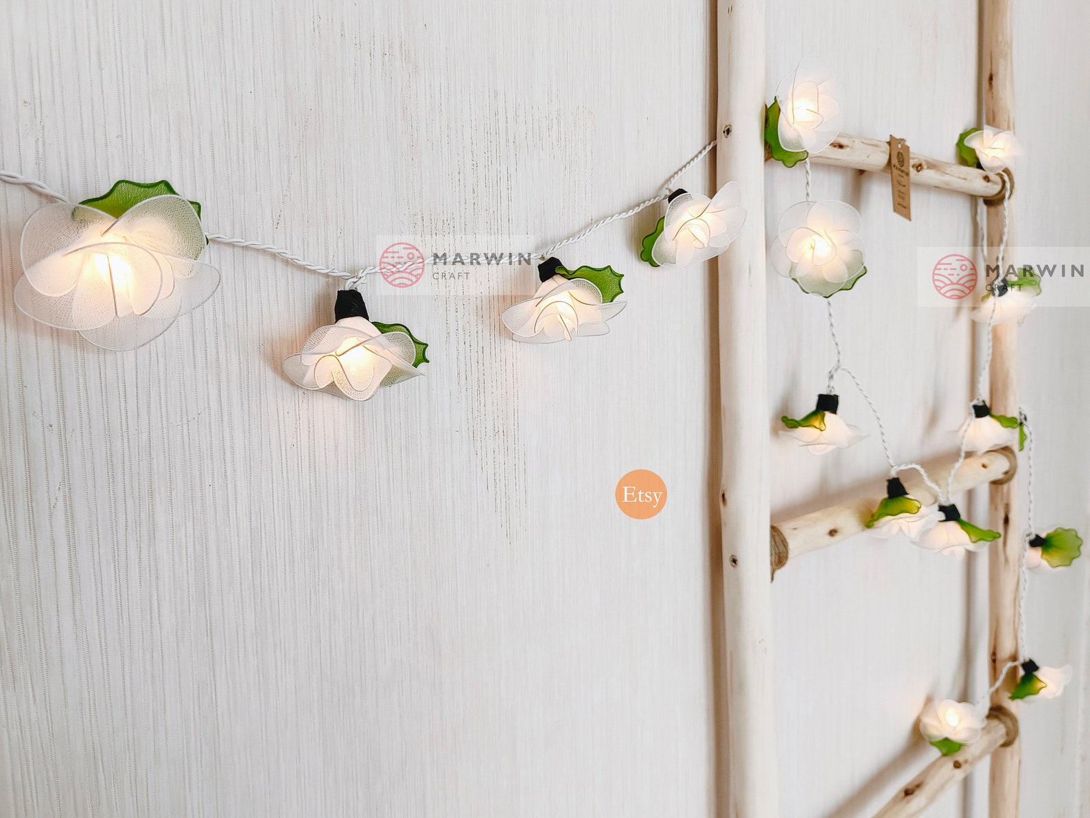 20 White String Lights Rose Flower Fairy Lights Bedroom Home - Etsy
