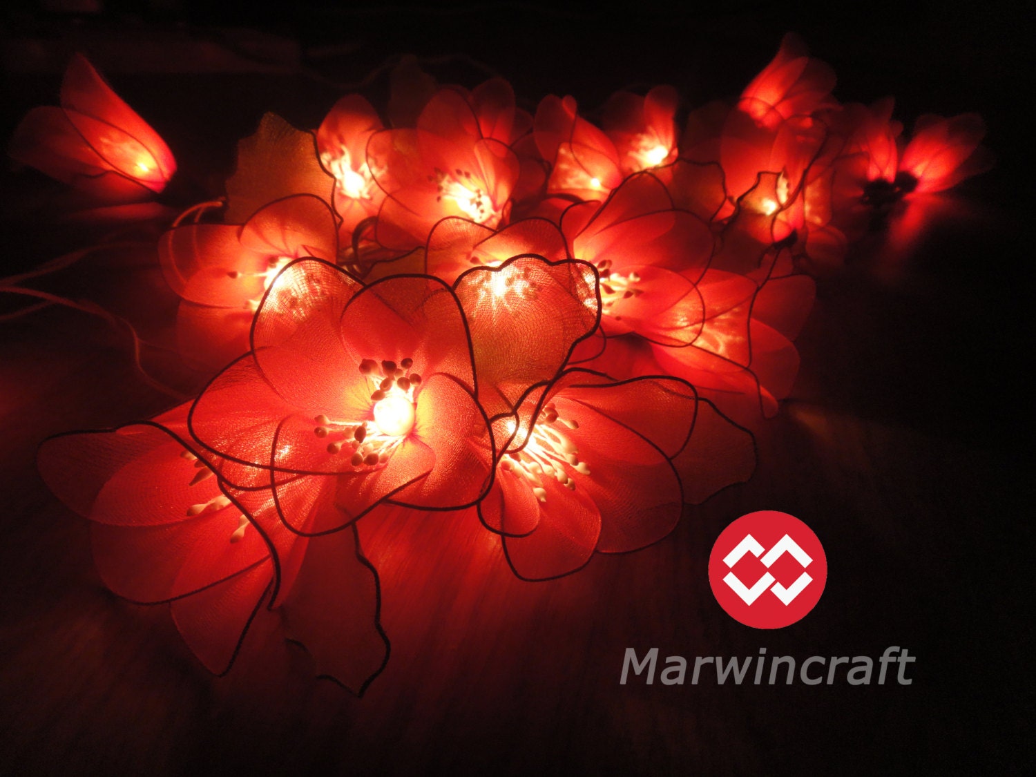 20 Red String Lights Rain Lilly Flower Fairy Lights Bedroom | Etsy