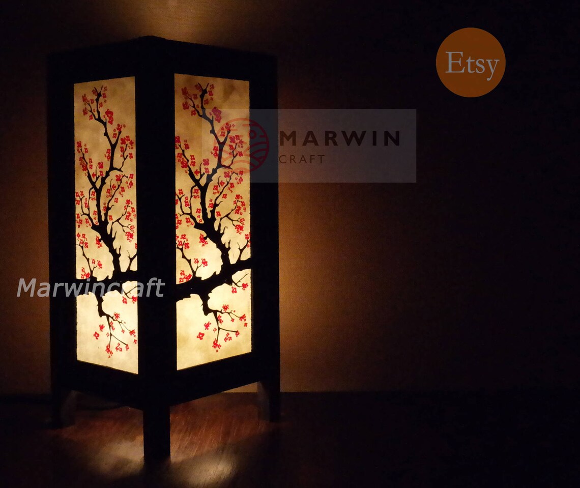 Asian Oriental Cherry Blossom Japanese Lamp Zen Bedside Lamp - Etsy