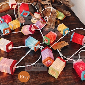 Squared Multi Color String Lights Japanese Paper Lantern Fairy Lights ...