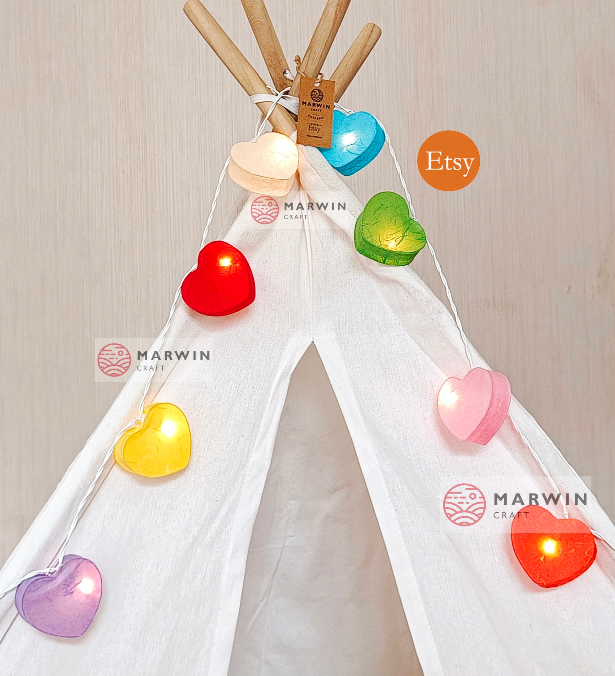 Mix Colorful Paper String Lights Heart Fairy Lights Handcrafted Bedroom ...