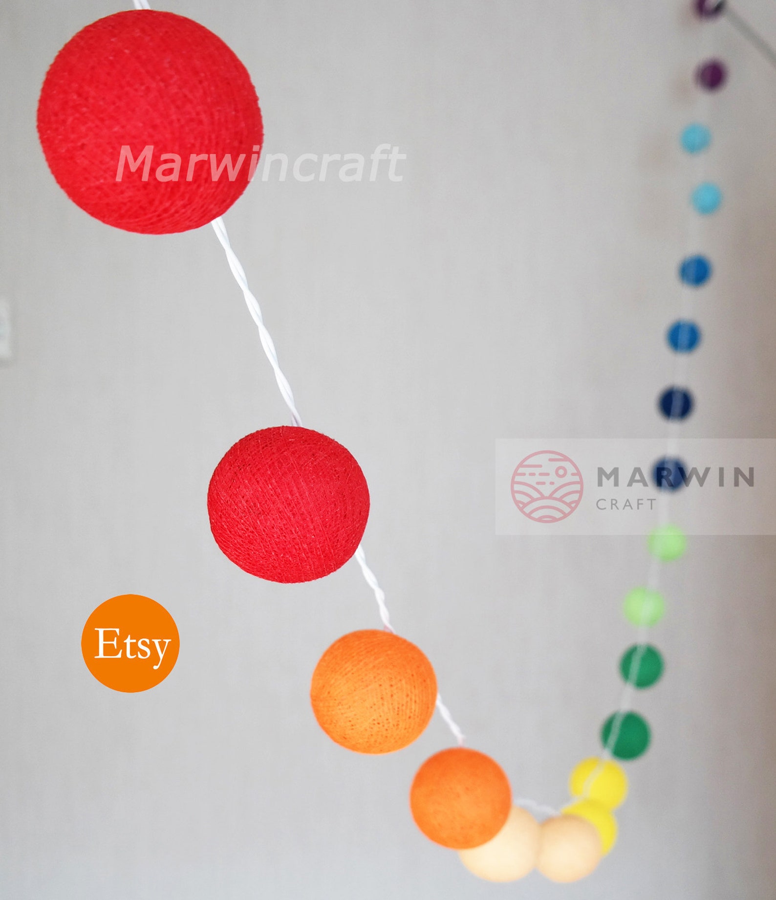 Rainbow Spectrum String Lights Cotton Balls Fairy Lights - Etsy