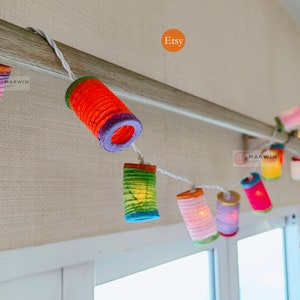 Circle Multi Colorful String Lights Japanese Paper Lantern - Etsy