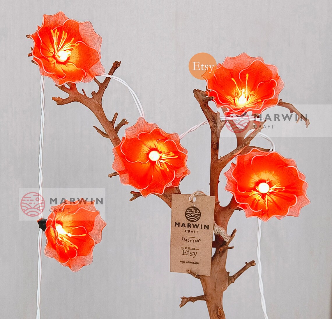 20 Orange String Lights Jasmine Flower Fairy Lights Bedroom - Etsy