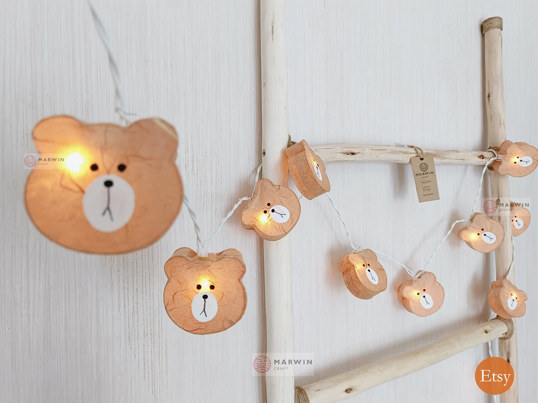 Paper String Lights Teddy Brown Bear Fairy Lights Bedroom Home - Etsy