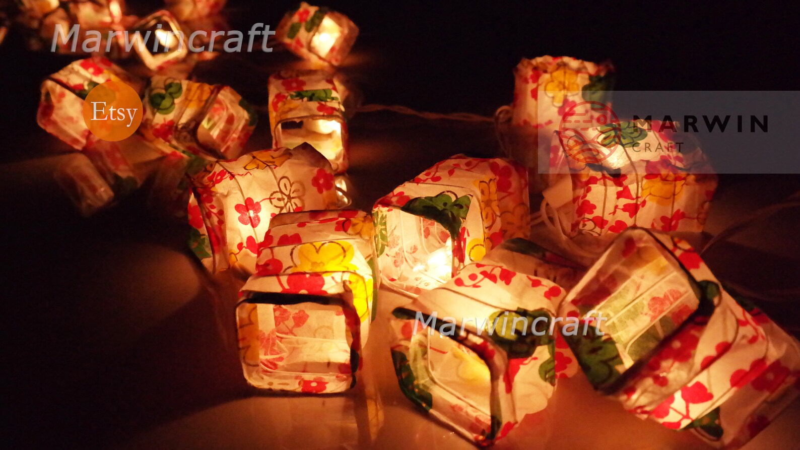 16 Color of String Lights Japanese Paper Lantern Fairy Lights | Etsy