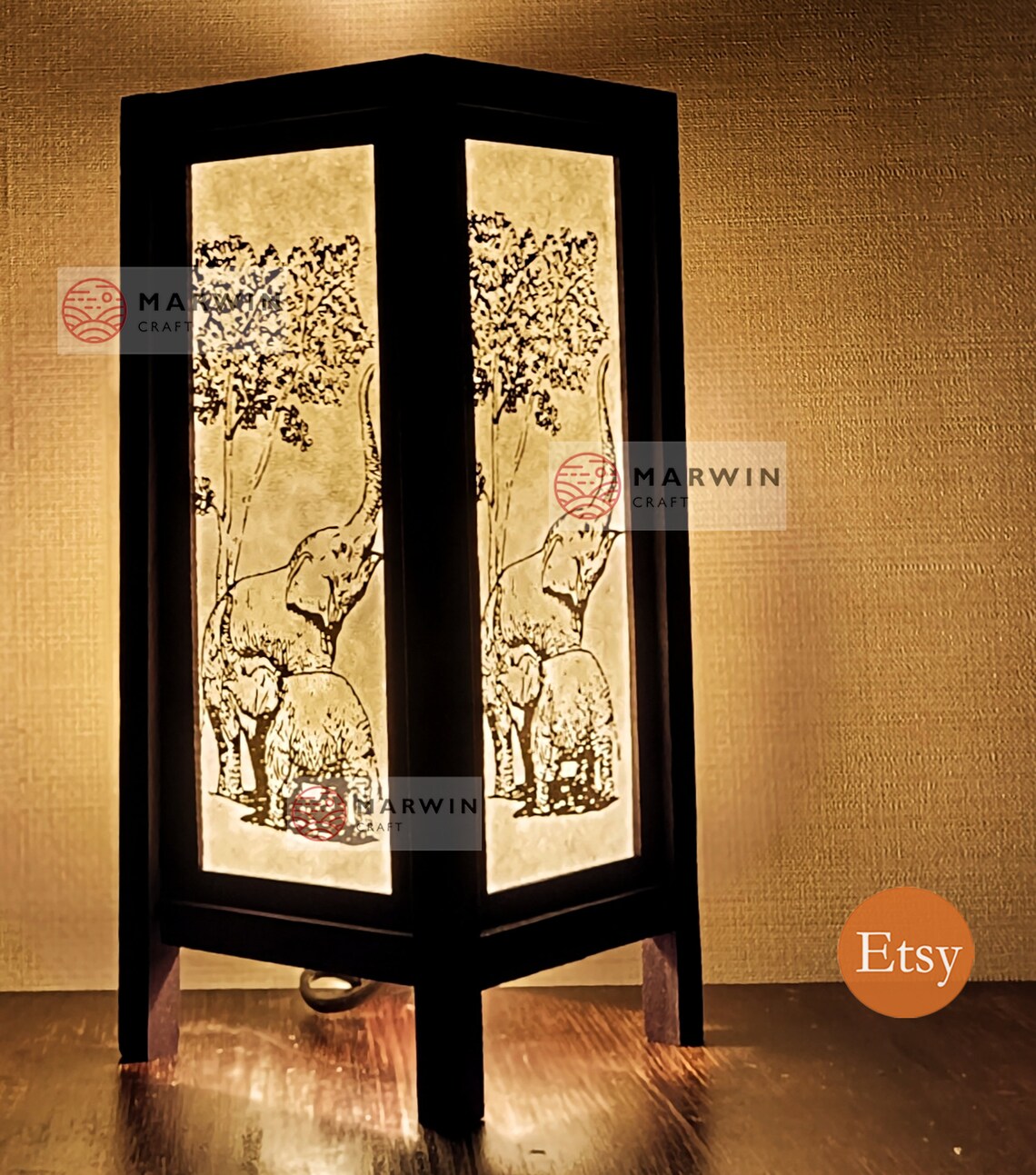 Asian Oriental Thai Elephant Japanese Lamp Zen Bedside Lamp Floor Table ...